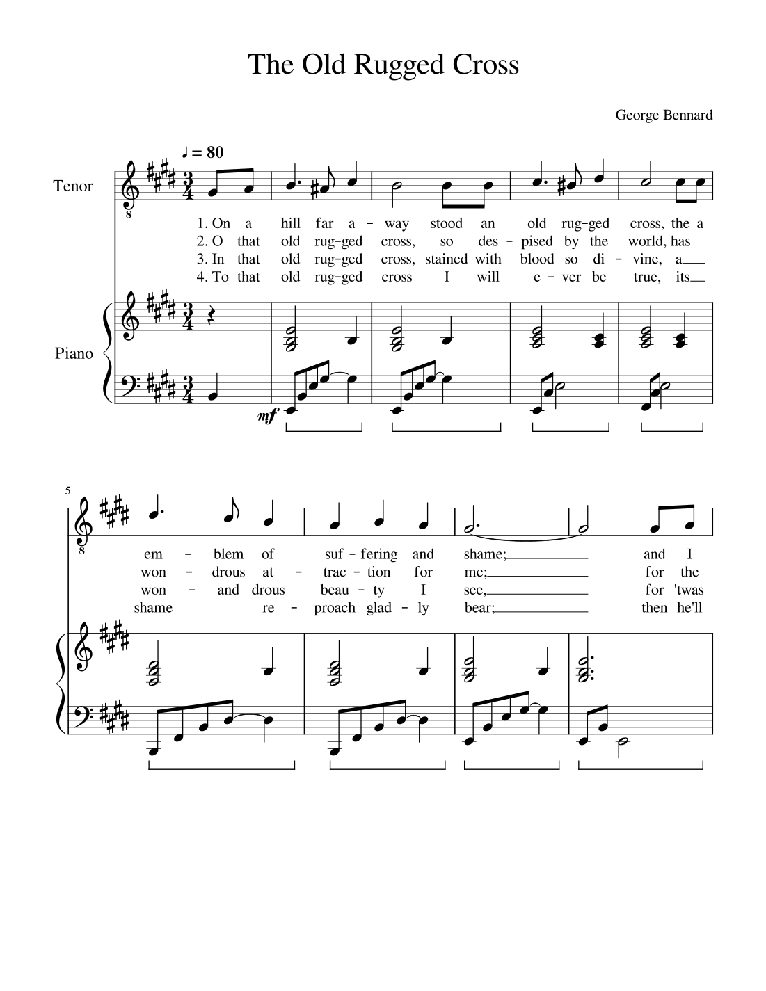 The Old Rugged Cross (Tenor & Piano - Key of E) (arr. Anderson Branco ...