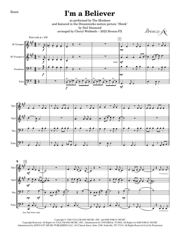 I'm A Believer (arr. Cheryl Woldseth – Bronze:FX) por The Monkees ...