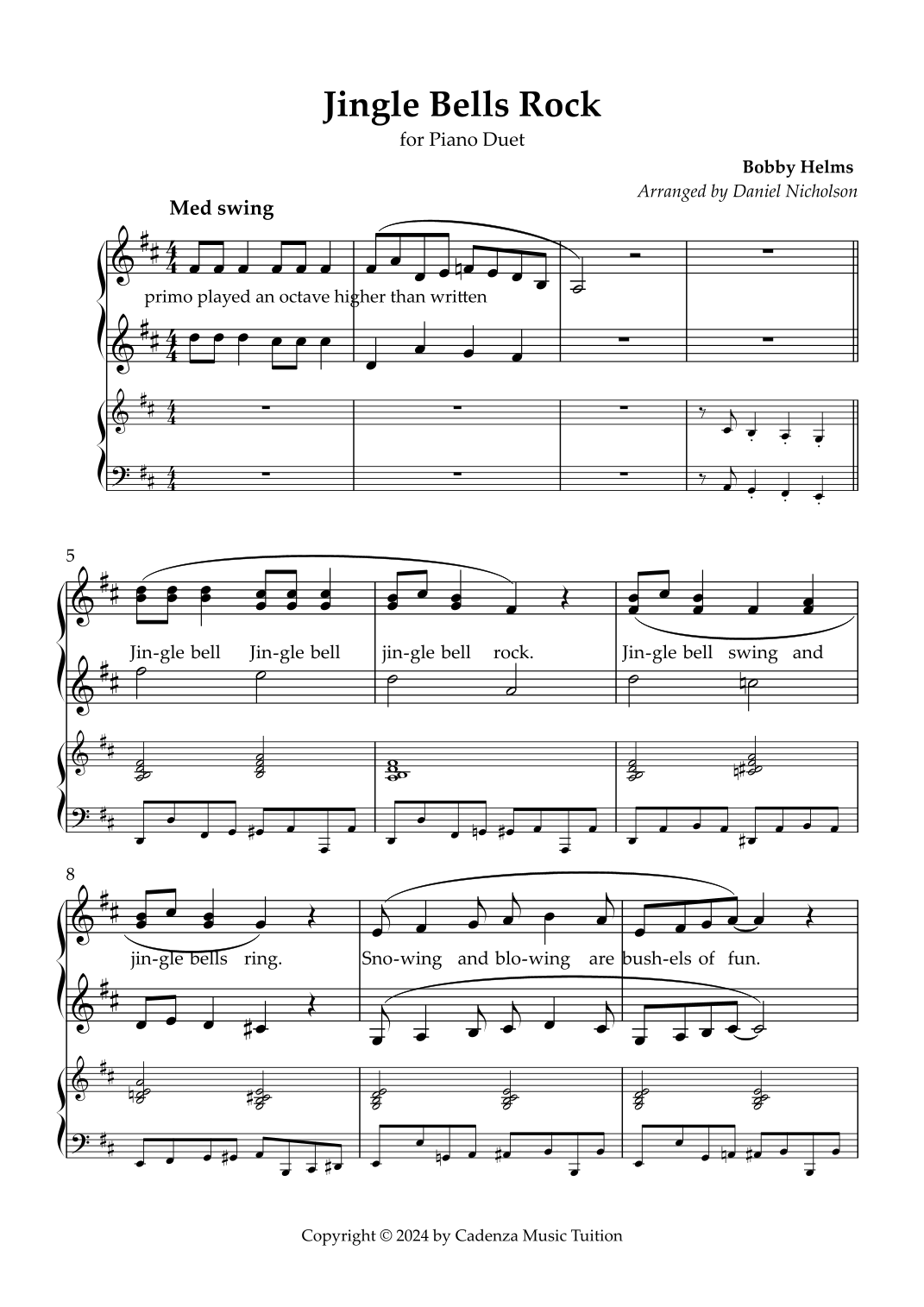 Jingle Bells Rock, The (arr. Daniel Nicholson) by Kristina Bach Sheet ...