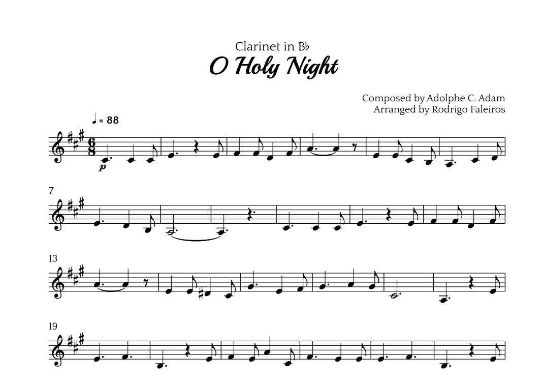 O Holy Night (arr. Rodrigo Faleiros) by ADOLPHE C. ADAM Sheet Music for ...