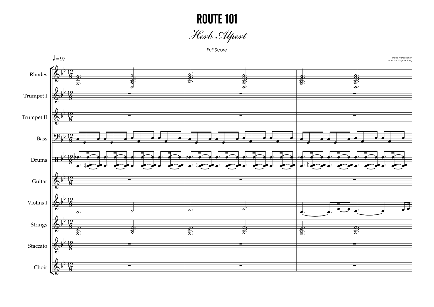 Route 101 - Score Only (arr. unimusica) by Herb Alpert Sheet Music for ...
