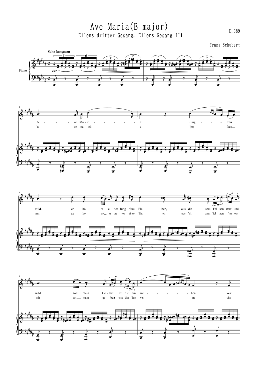 Ave Maria [with accompaniment MP3] B major/H-dur (arr. cogito) by Franz ...