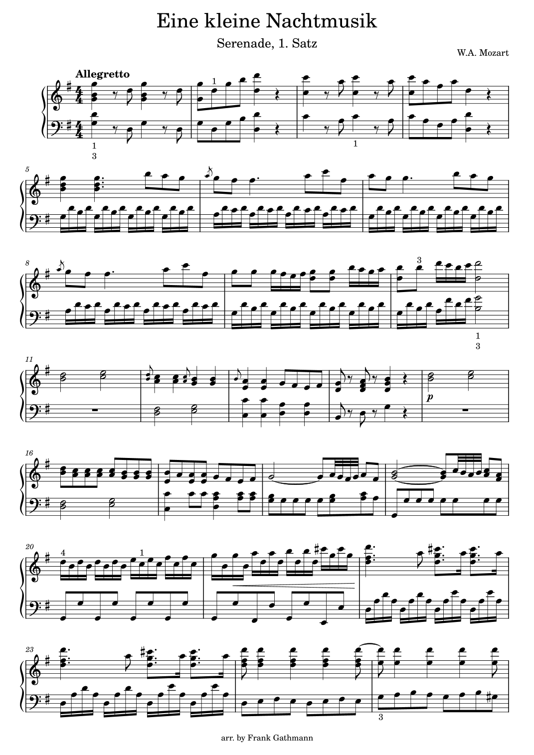 Eine Kleine Nachtmusik Allegro 1 (arr. Frank Gathmann) par Wolfgang ...