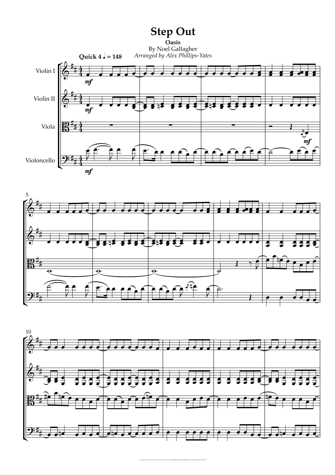 Step Out (arr. Alex Phillips-Yates) by Oasis Sheet Music for String ...