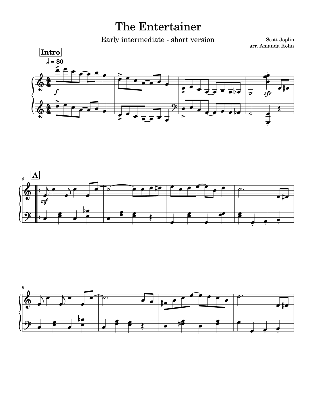 The entertainer - short easy version (arr. Piano Cat) by Scott Joplin ...