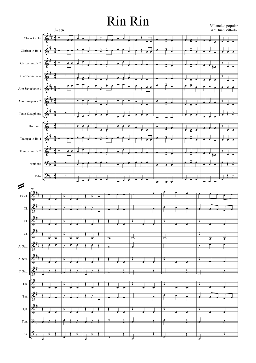 Rin Rin by Juan Villodre Sheet Music for Concert Band: Flex-Band at ...