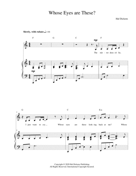 Whose Eyes Are These? Sheet Music | Hal Dickens | Piano & Vocal