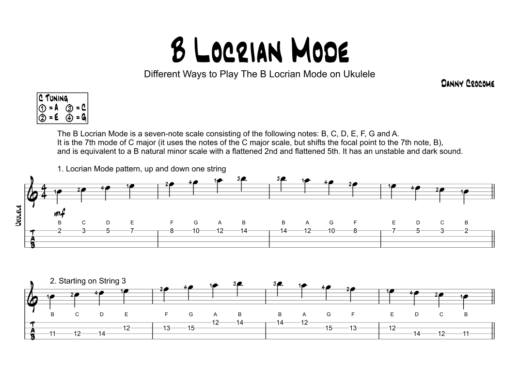 B Locrian Mode for Ukulele (Different Ways to Play) by Traditional ...
