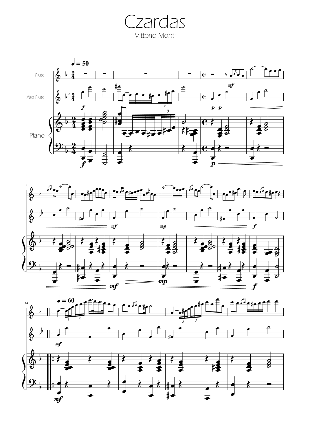 Czardas - Flute and Alto Flute Duet (arr. Ygor Nunes) by Vittorio Monti ...
