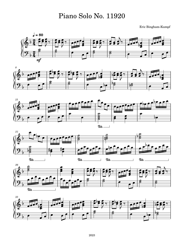 Piano Solo No. 11920 Sheet Music | Eric Bingham-Kumpf | Piano Solo