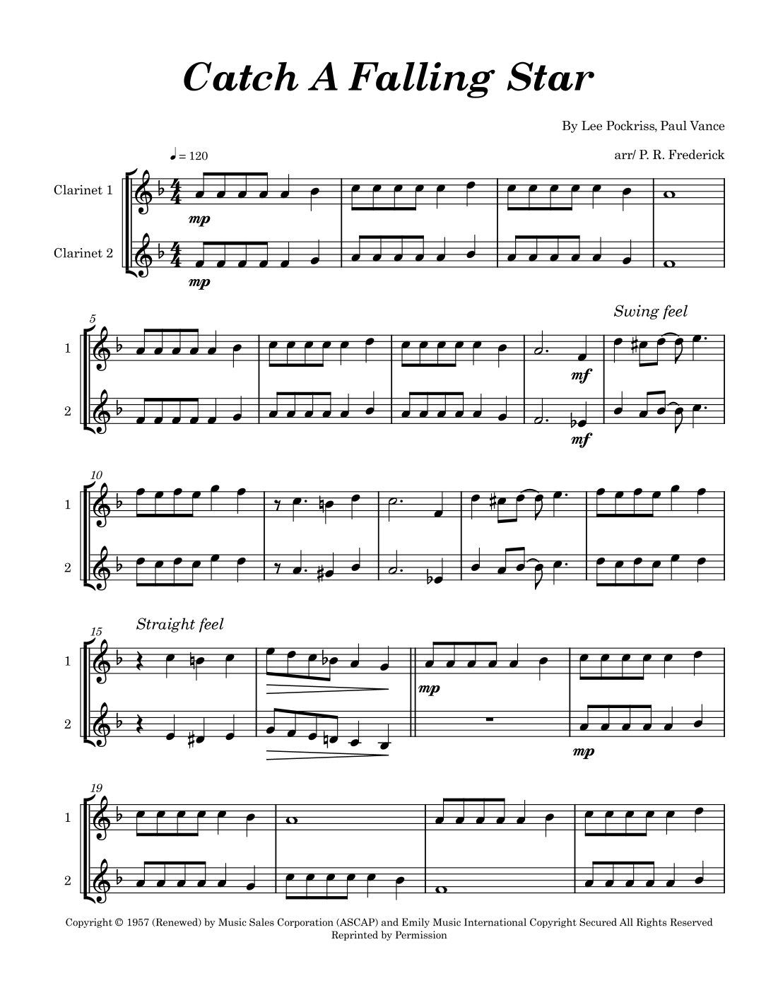 Catch A Falling Star (arr. P. R. Frederick) by Perry Como Sheet Music ...