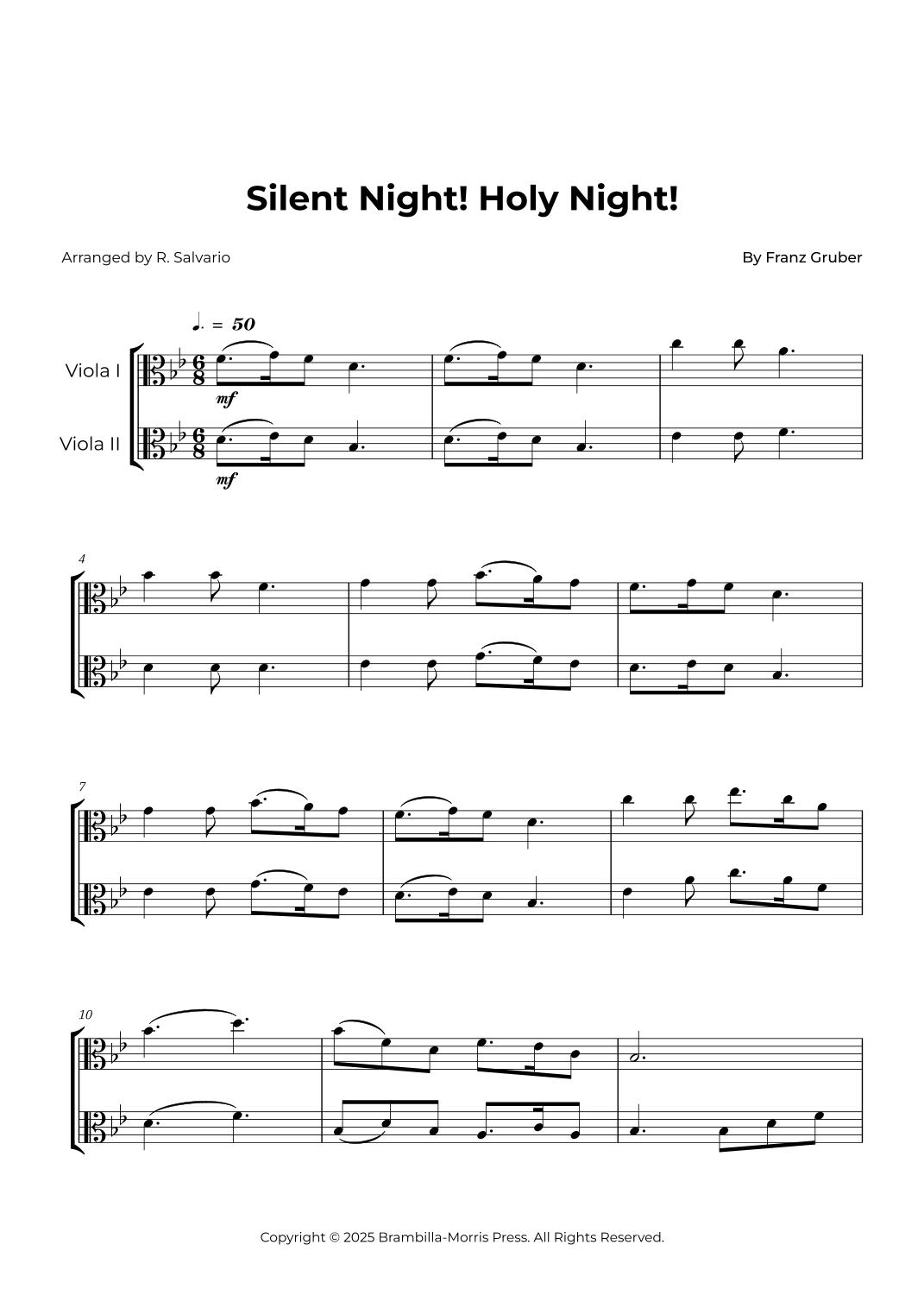 Silent Night! Holy Night! - Viola Duet (arr. R. Salvario) by Franz ...