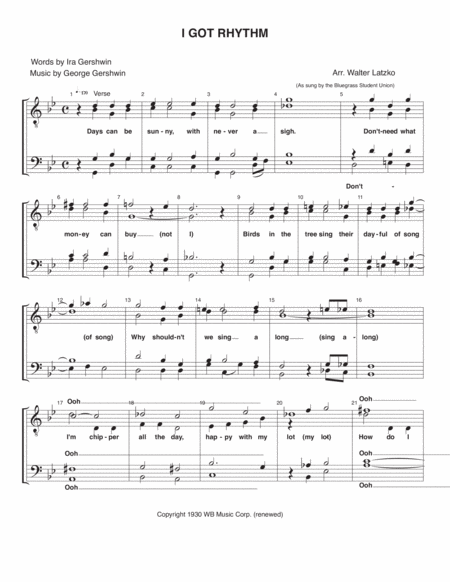I Got Rhythm Sheet Music | George Gershwin | TTBB Choir