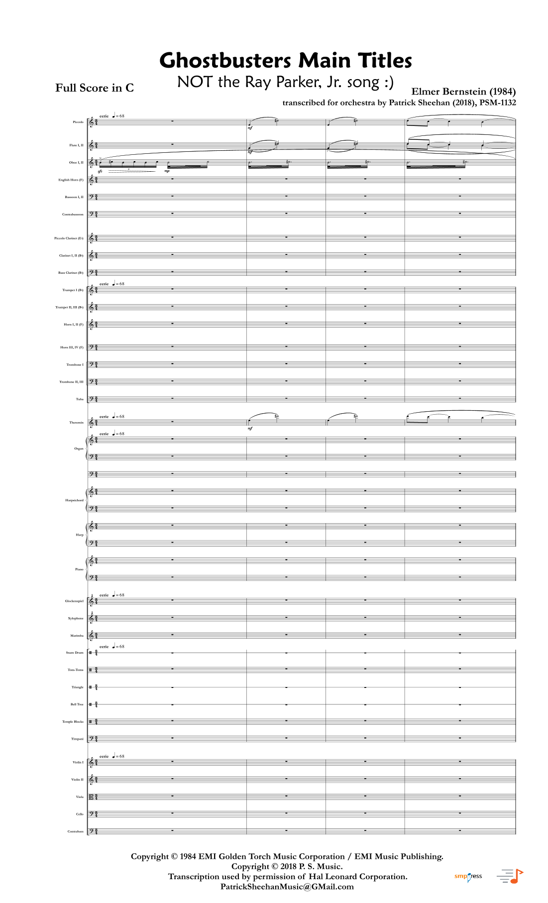 Main Title Theme (Ghostbusters) (arr. Patrick Sheehan) by Elmer ...