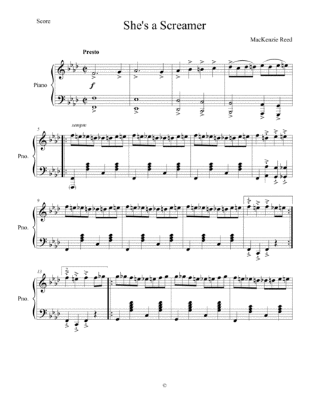 She's a Screamer Sheet Music | MacKenzie Reed | Piano Solo