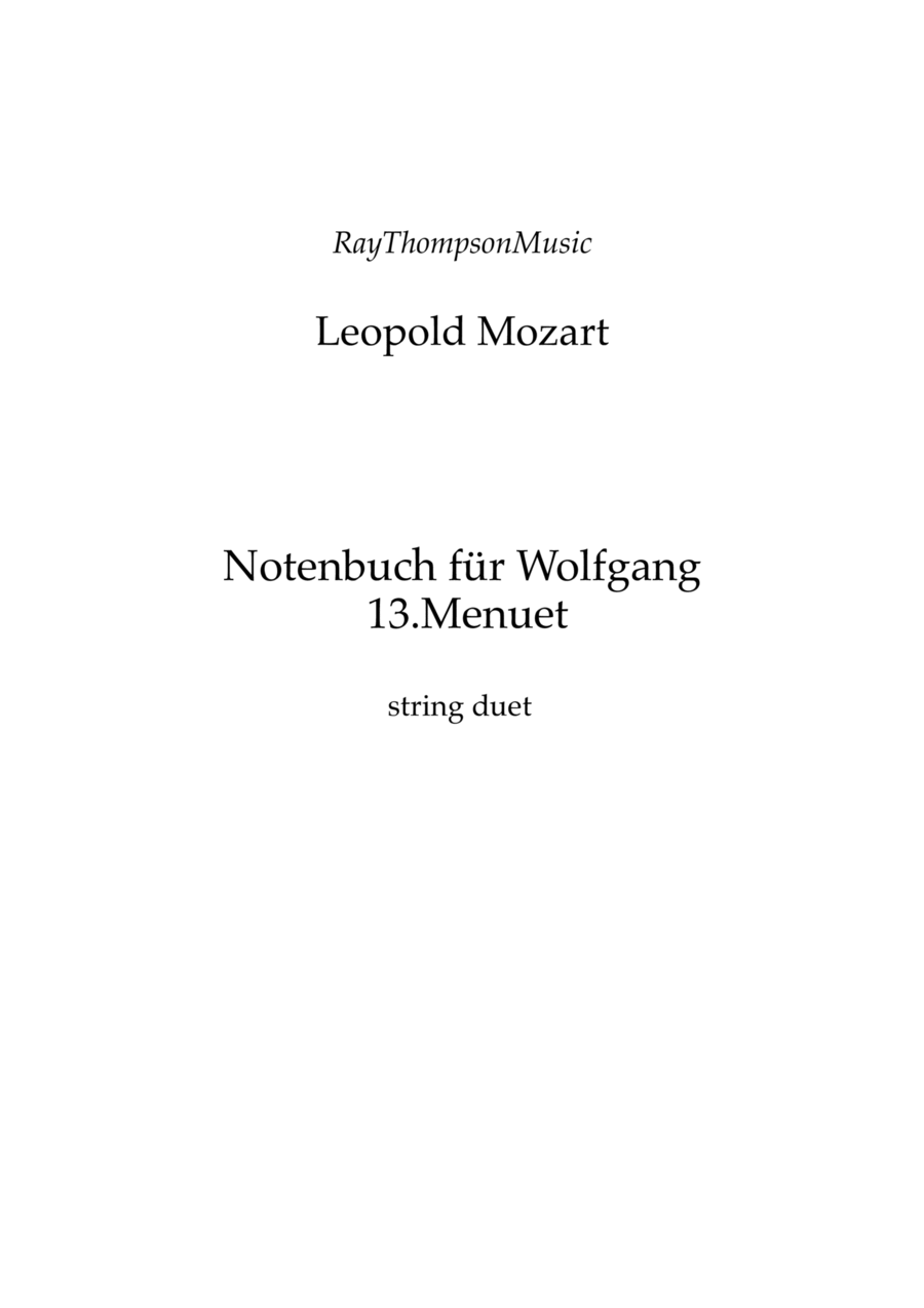 Mozart (Leopold): Notenbuch für Wolfgang (Notebook for Wolfgang) (No.13 ...