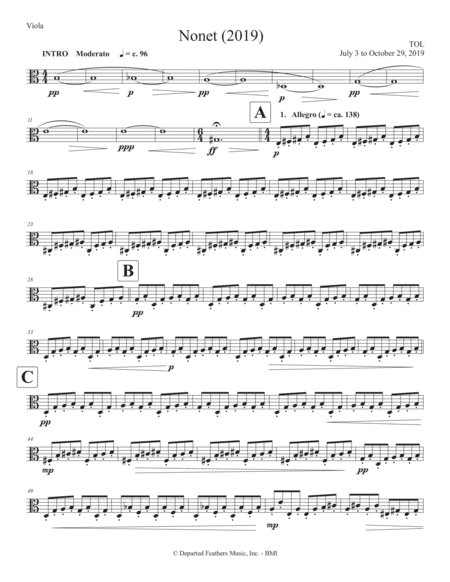 Nonet (2019) viola part Sheet Music | Thomas Oboe Lee | Performance ...