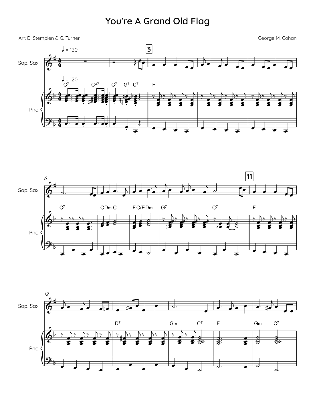 You're A Grand Old Flag (Voice, Soprano Sax, Piano Accompaniment) Key ...