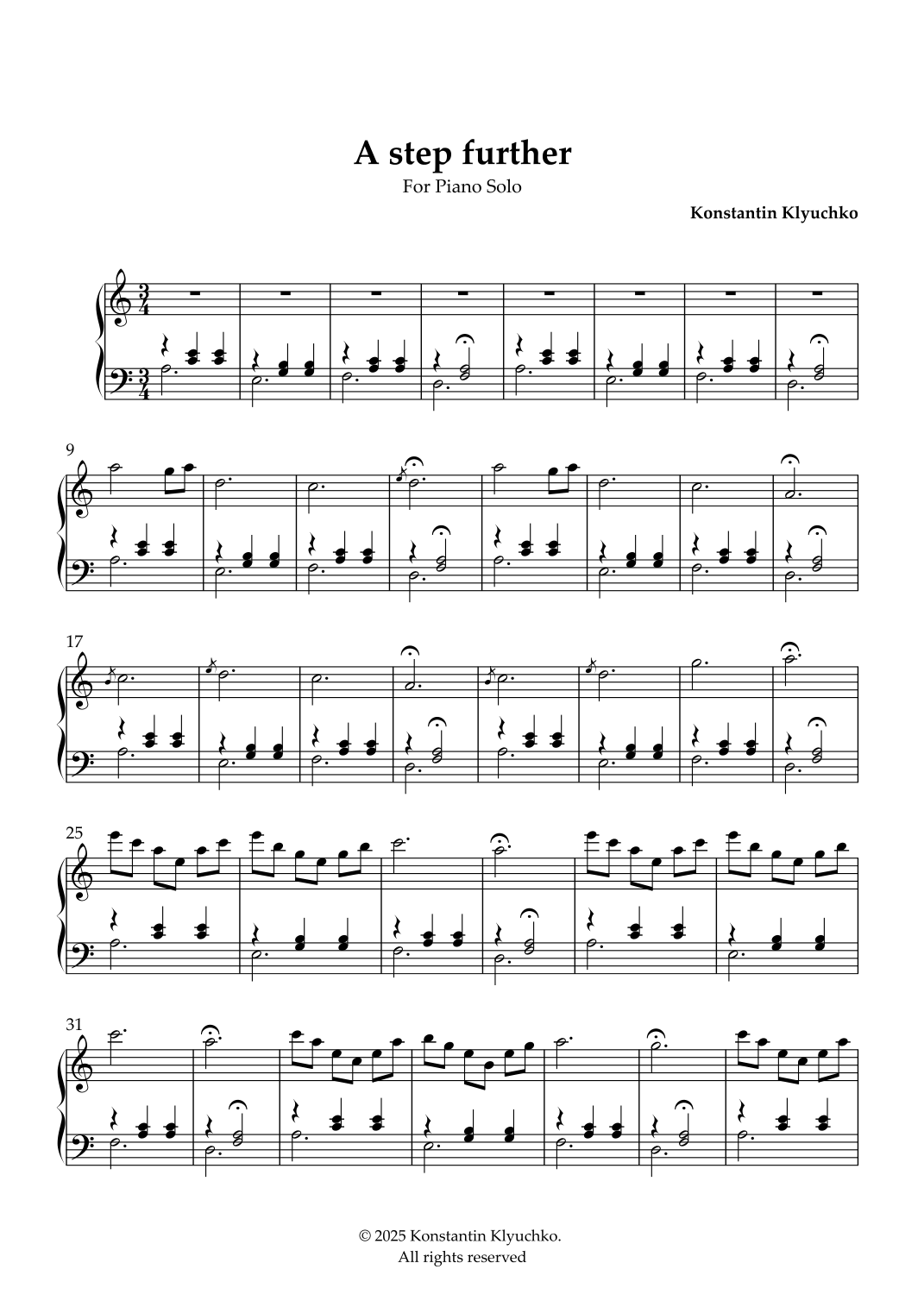 A Step Further by Konstantin Klyuchko Sheet Music for Piano Solo at ...
