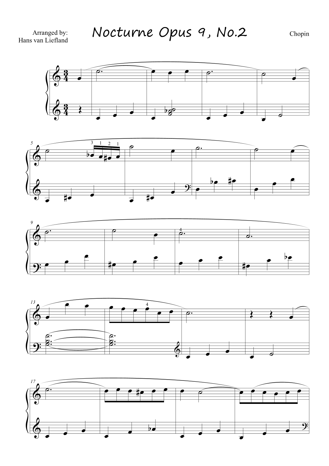 Nocturne Op. 9, No. 2 (arr. Hans van Liefland) von Chopin Noten zum ...