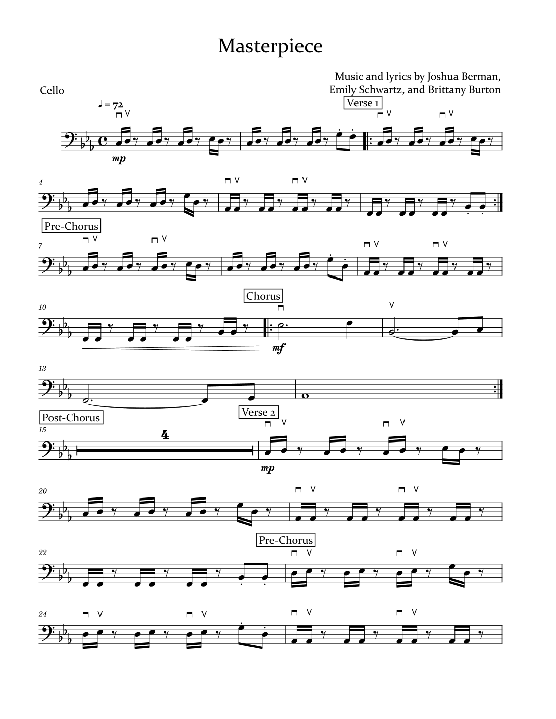 Masterpiece (arr. David Lartey) by Jessie J Sheet Music for Cello Solo ...
