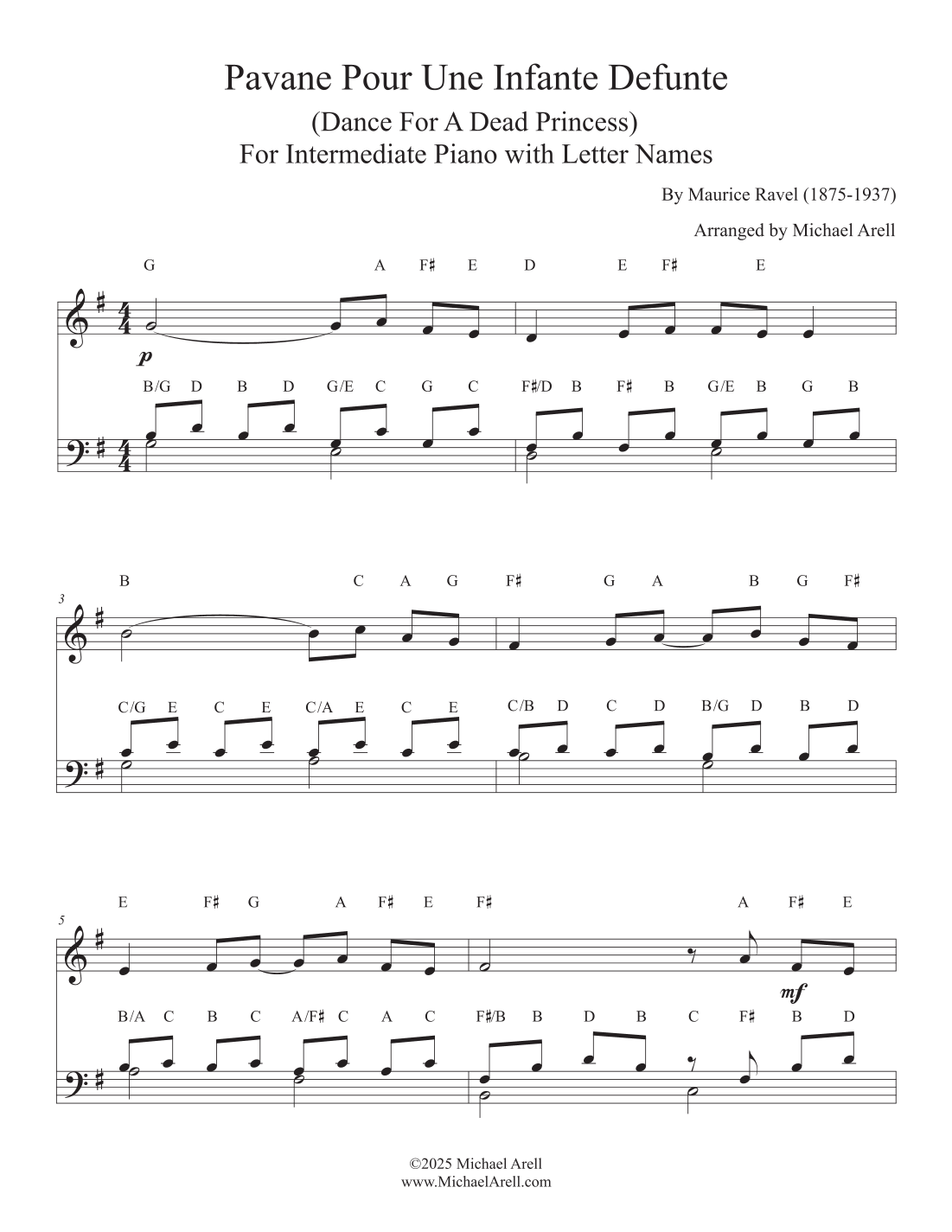 Ravel's Pavane Pour Une Infante Defunte (arr. Michael Arell) by ...
