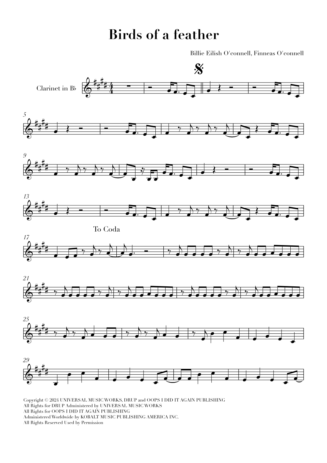 Birds Of A Feather (arr. DA Castro) by Billie Eilish Sheet Music for ...