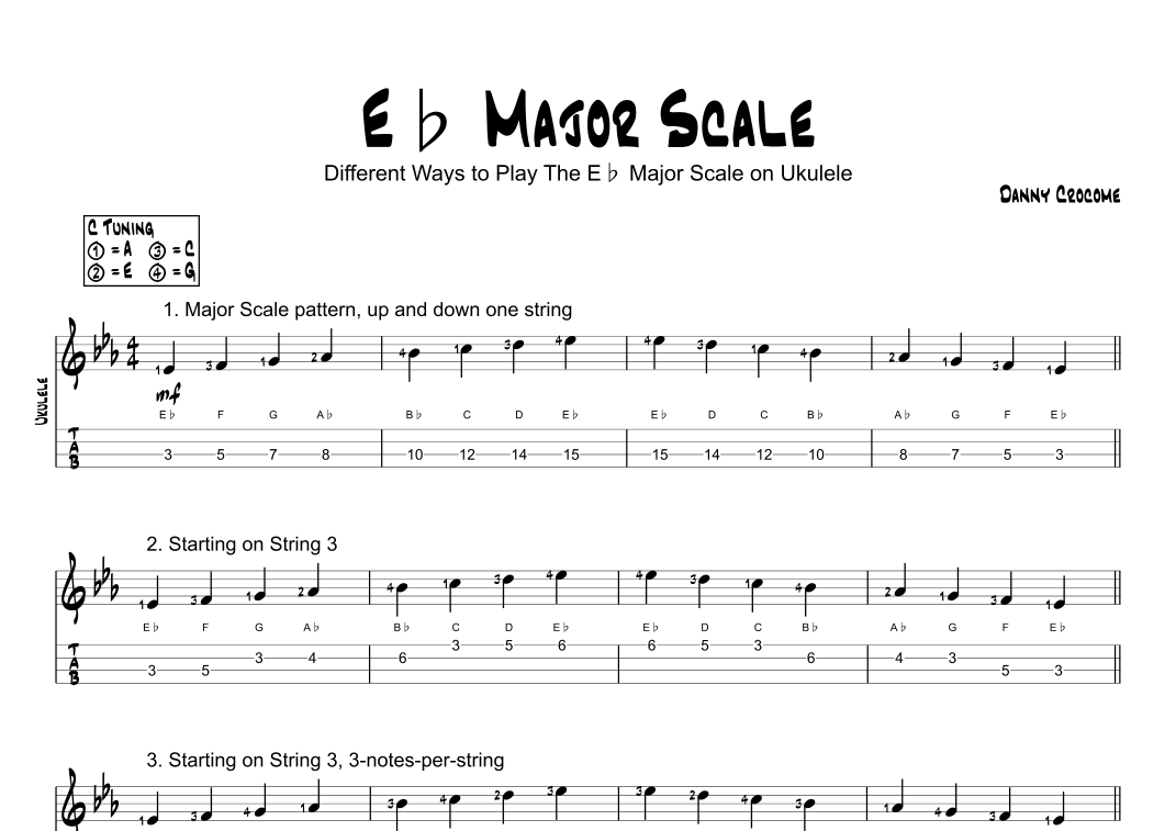 Eb Major Scale for Ukulele (Different Ways to Play) by Traditional ...