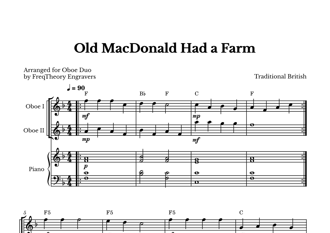 Old MacDonald Had a Farm - For Oboe Duet (arr. FreqTheory Engravers) by ...