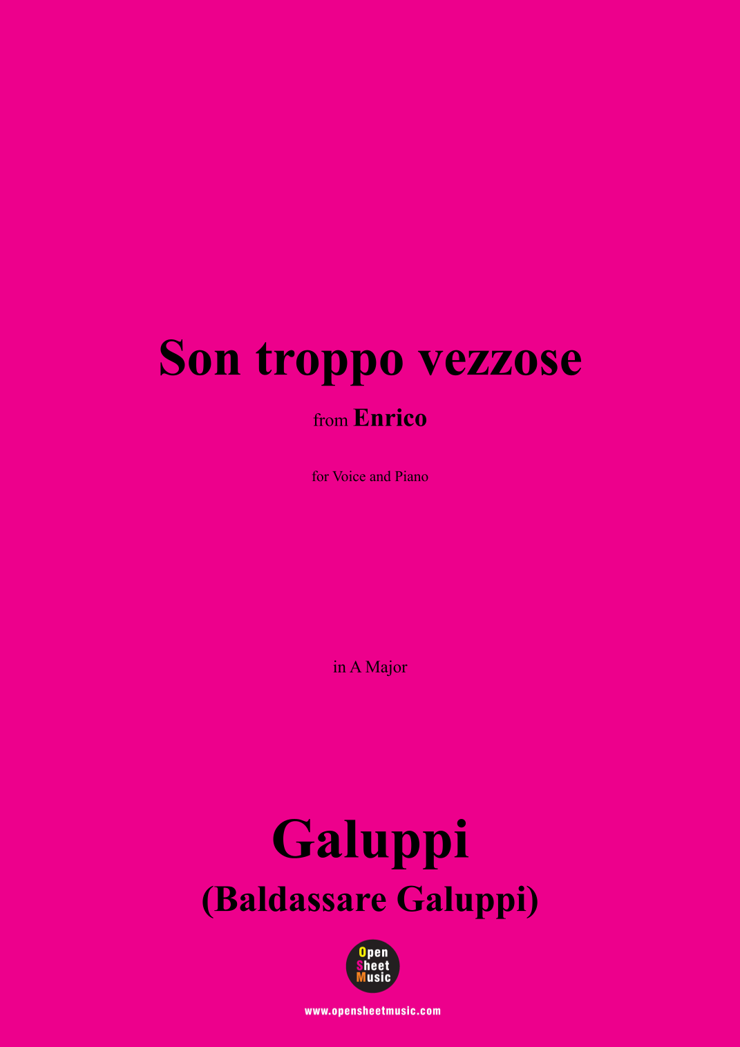 Galuppi-Son troppo vezzose,in A Major (arr. OSM Press) by Baldassare ...