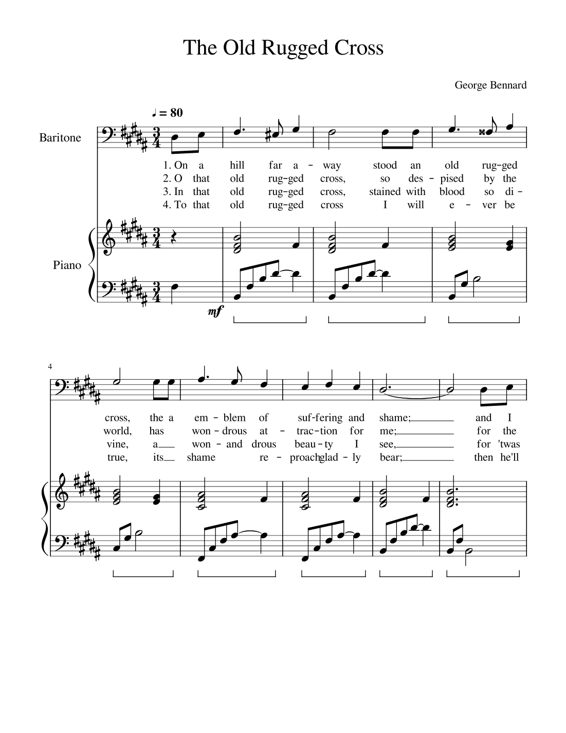 The Old Rugged Cross (Baritone & Piano - Key of B) (arr. Anderson ...