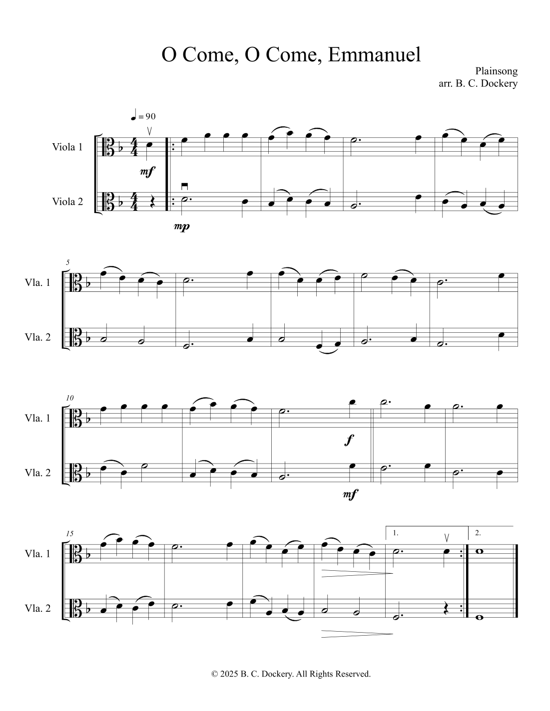 O Come, O Come, Emmanuel (Viola Duet) (arr. B. C. Dockery) by ...