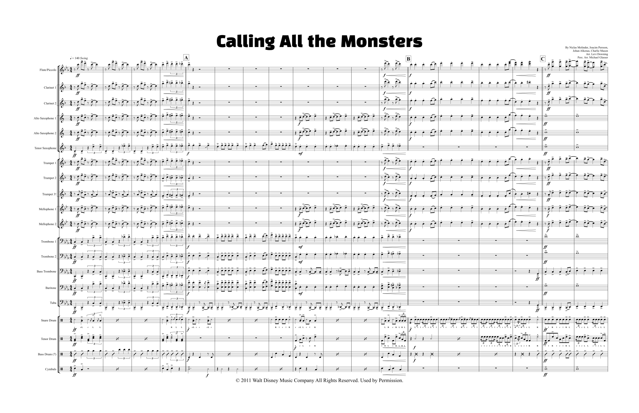 Calling All The Monsters (arr. Levi Downing) by Charlie Mason Sheet ...