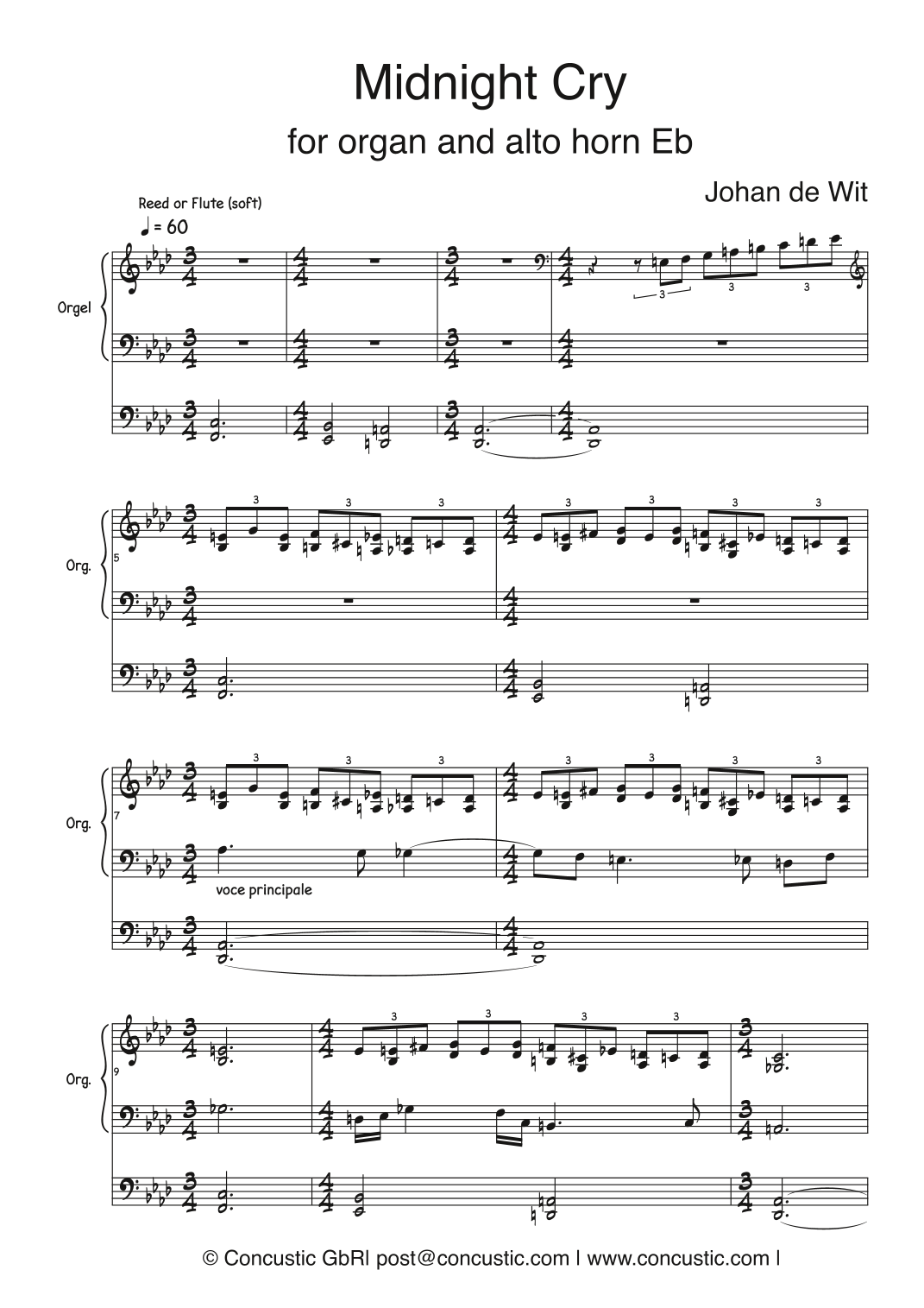 Midnight Cry Sheet Music | Johan de Wit | Instrumental Duet