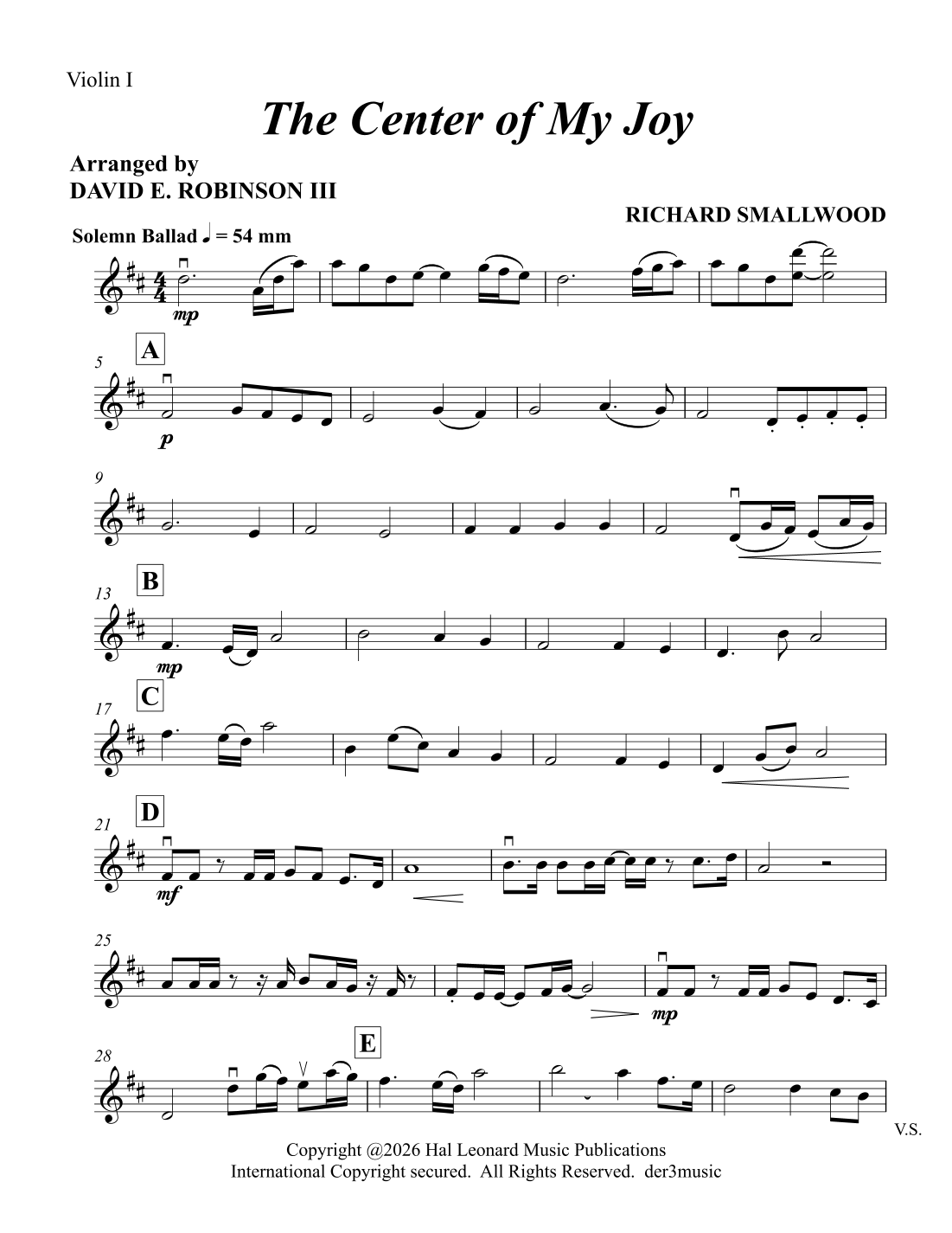 Center Of My Joy (arr. David E. Robinson III) by Richard Smallwood ...