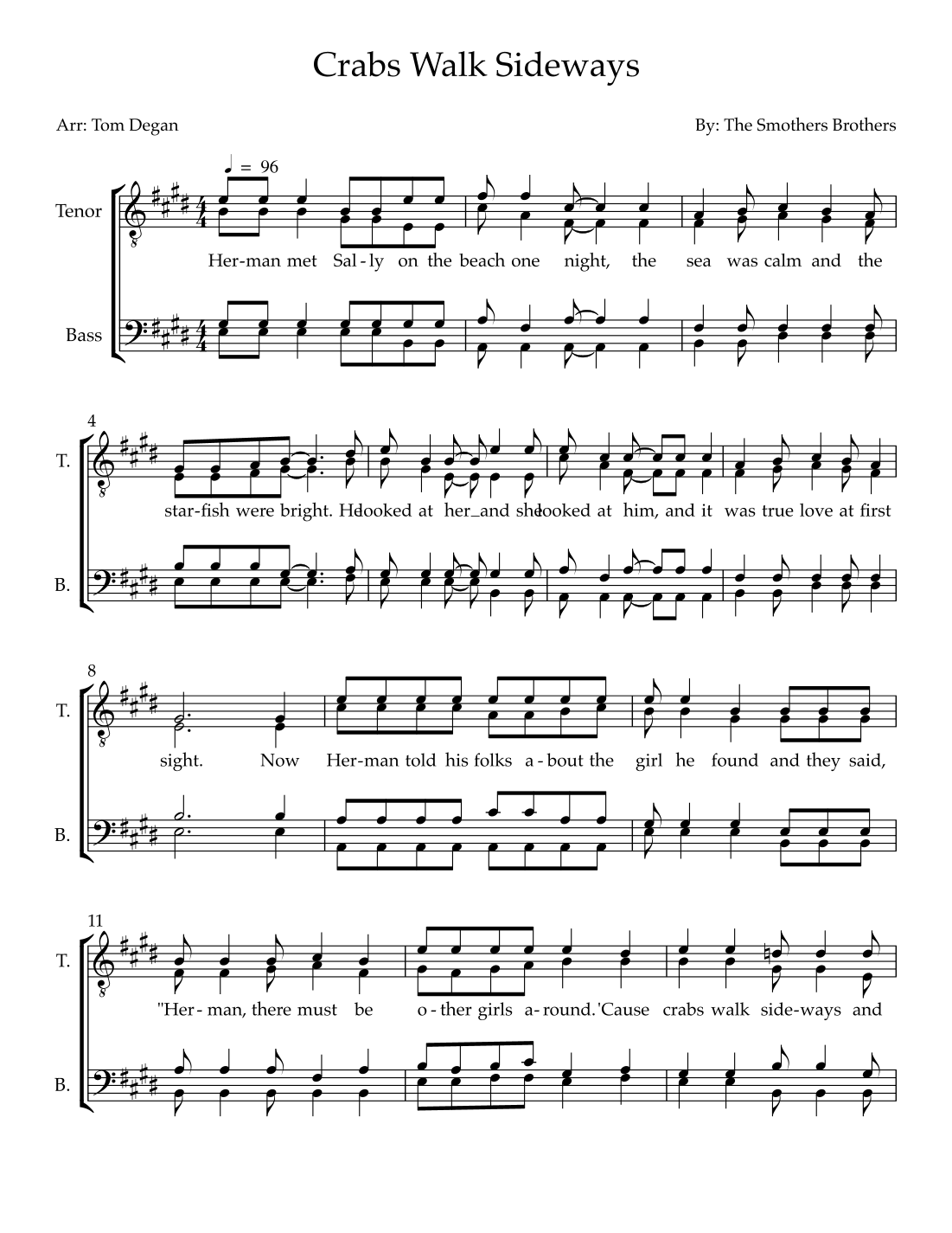 Crab Walk Sideways (arr. Thomas Degan) por Arthur Artie Resnick ...