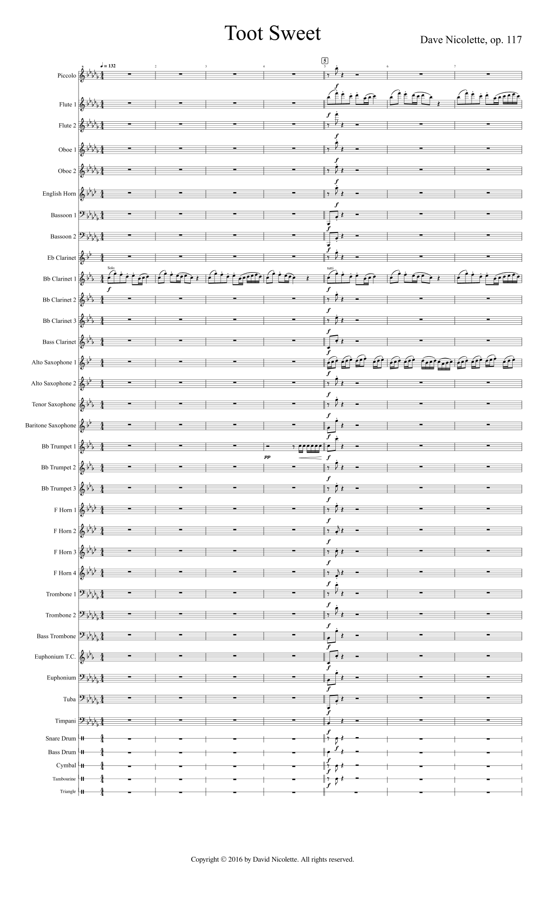 Toot Sweet by Dave Nicolette Sheet Music for Concert Band at Sheet ...