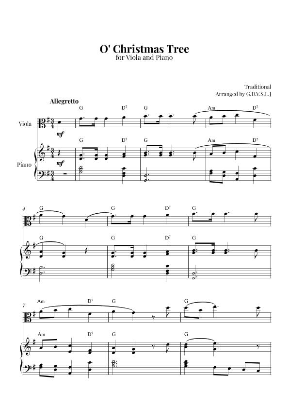 O' Christmas Tree (arr. G.D.V.S.L.J) Sheet Music | Ernst Anschütz ...