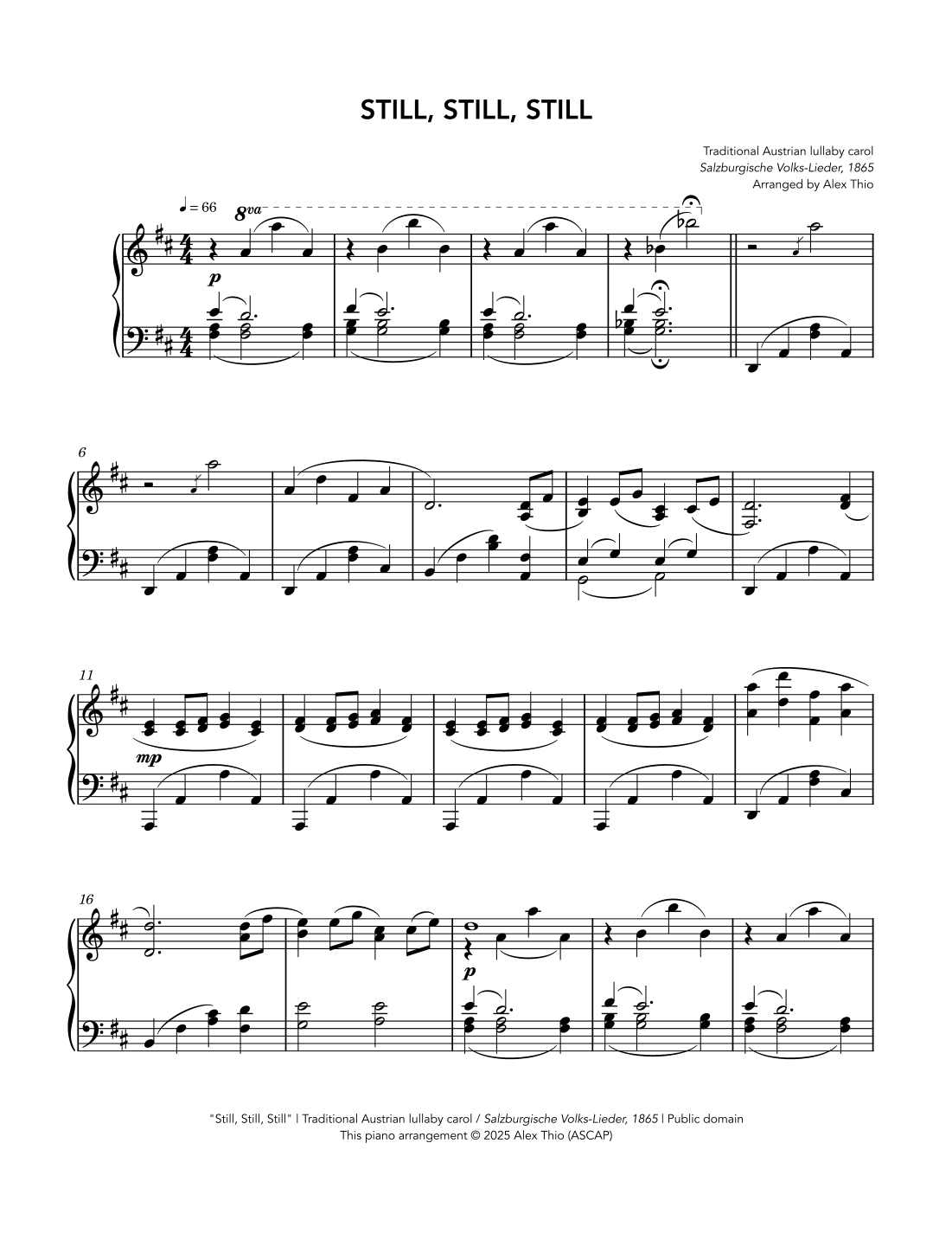 Still, Still, Still - Austrian Christmas Carol (Solo Piano) (arr. Alex ...