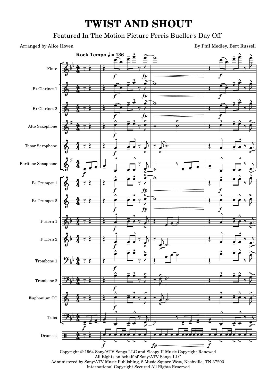 Twist And Shout (arr. Alice Hoven) by The Beatles Sheet Music for ...