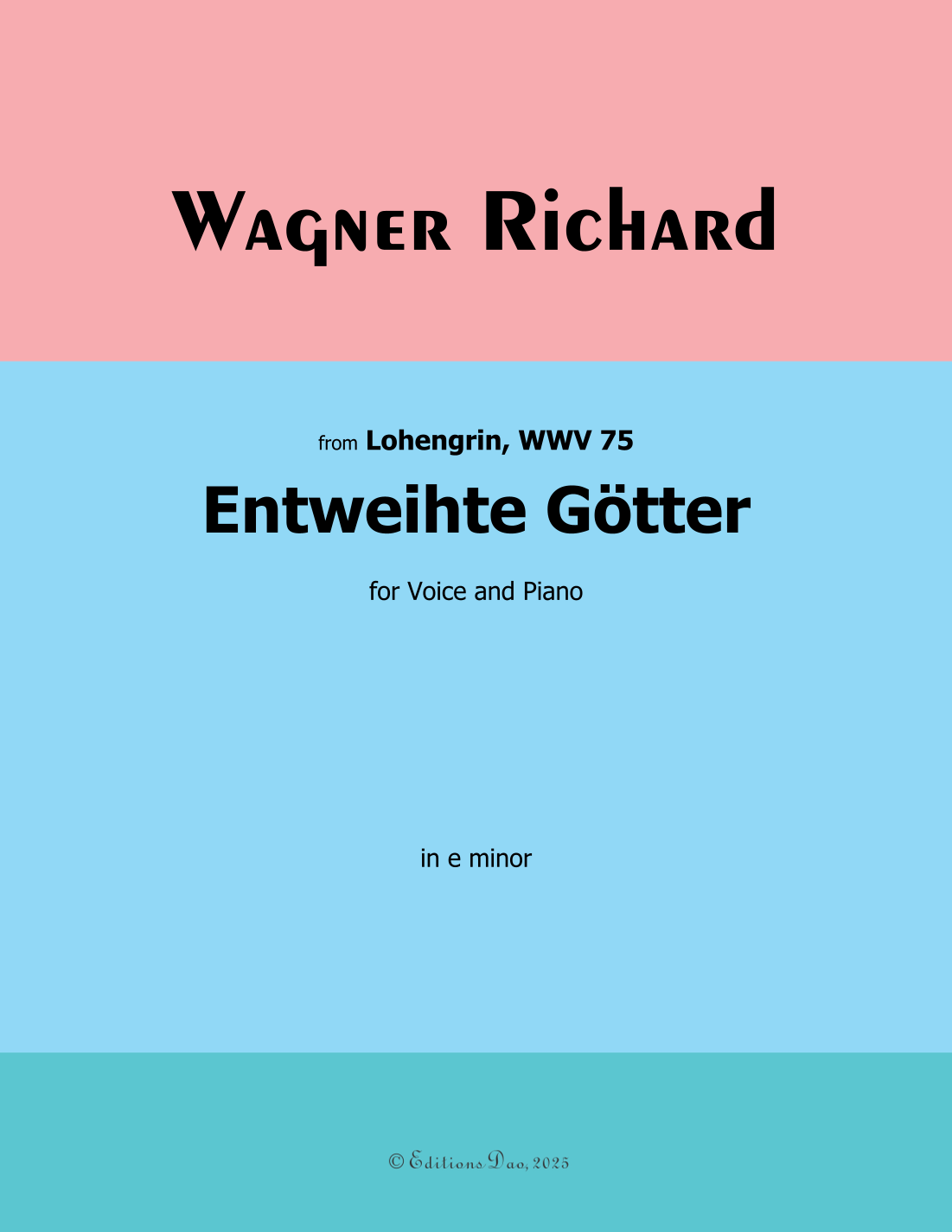 Entweihte Gotter, by Richard Wagner, in e minor (arr. Editions Dao) by ...