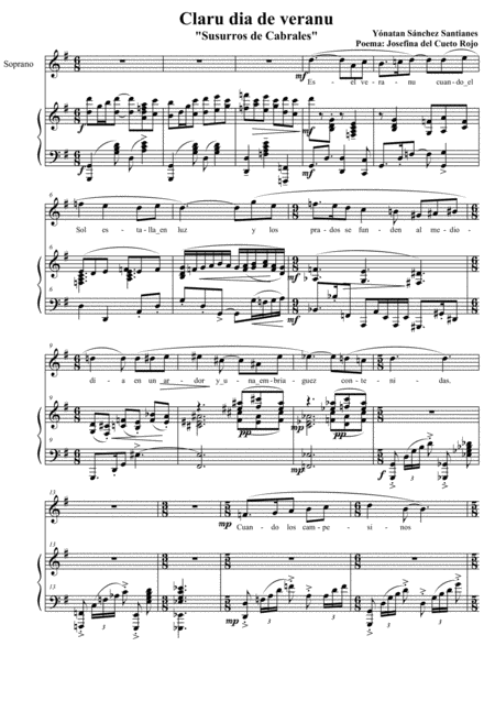 Claro dia de verano by Yonatan Sanchez Santianes Sheet Music for Performance Ensemble at Sheet ...
