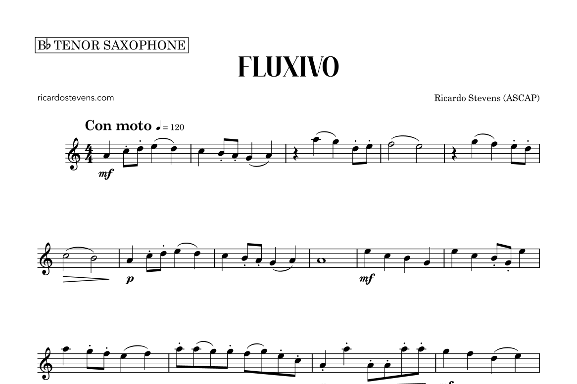 Fluxivo by Ricardo Stevens Sheet Music for Tenor Sax Solo at Sheet ...