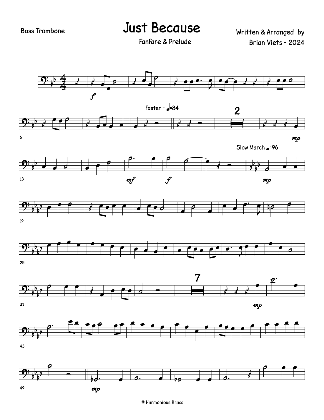 Just Because - Fanfare & Prelude for Brass Choir by Brian Viets Sheet ...