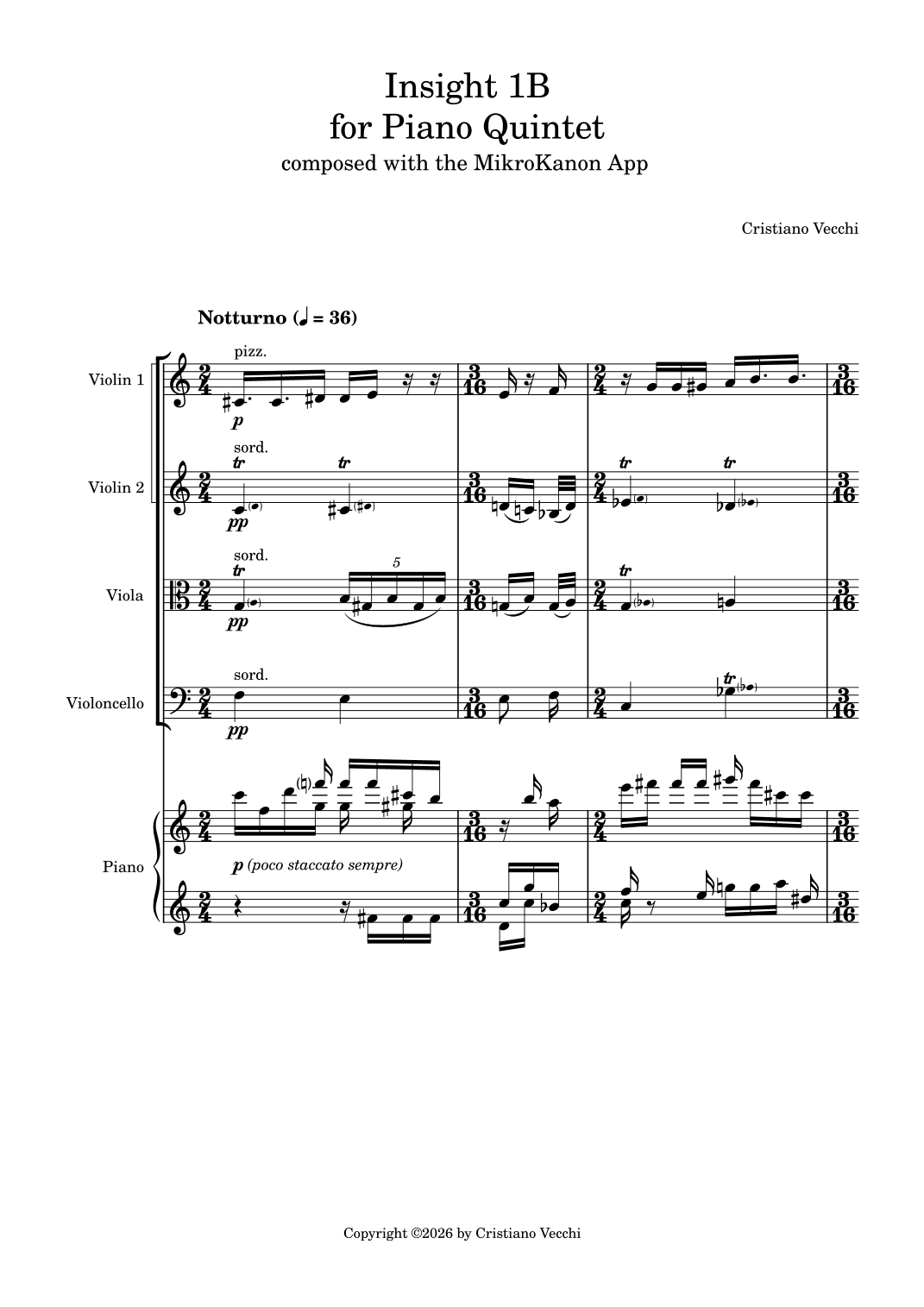 Insight 1B for Piano Quintet von Cristiano Vecchi Noten zum ...