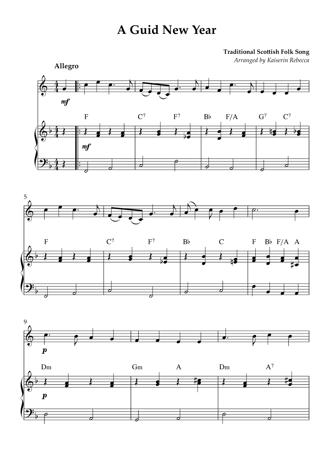 A Guid New Year (arr. Kaiserin Rebecca) by Traditional Scottish Folk ...