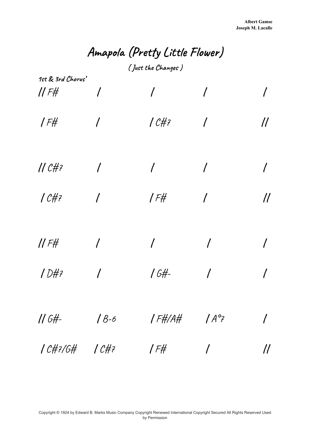 Amapola (Pretty Little Poppy) (arr. Bronson Ferdinand Wright) by Albert ...