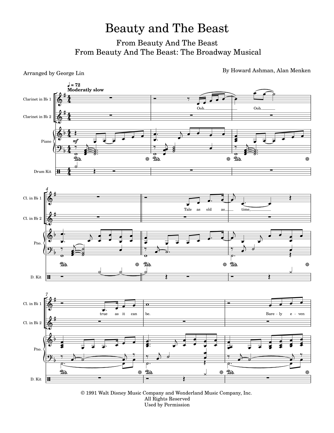Beauty And The Beast (arr. George Lin) by Celine Dion & Peabo Bryson ...