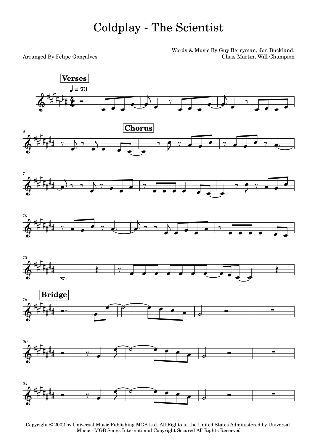The Scientist (arr. Felipe Gonçalves) by Coldplay Sheet Music for ...