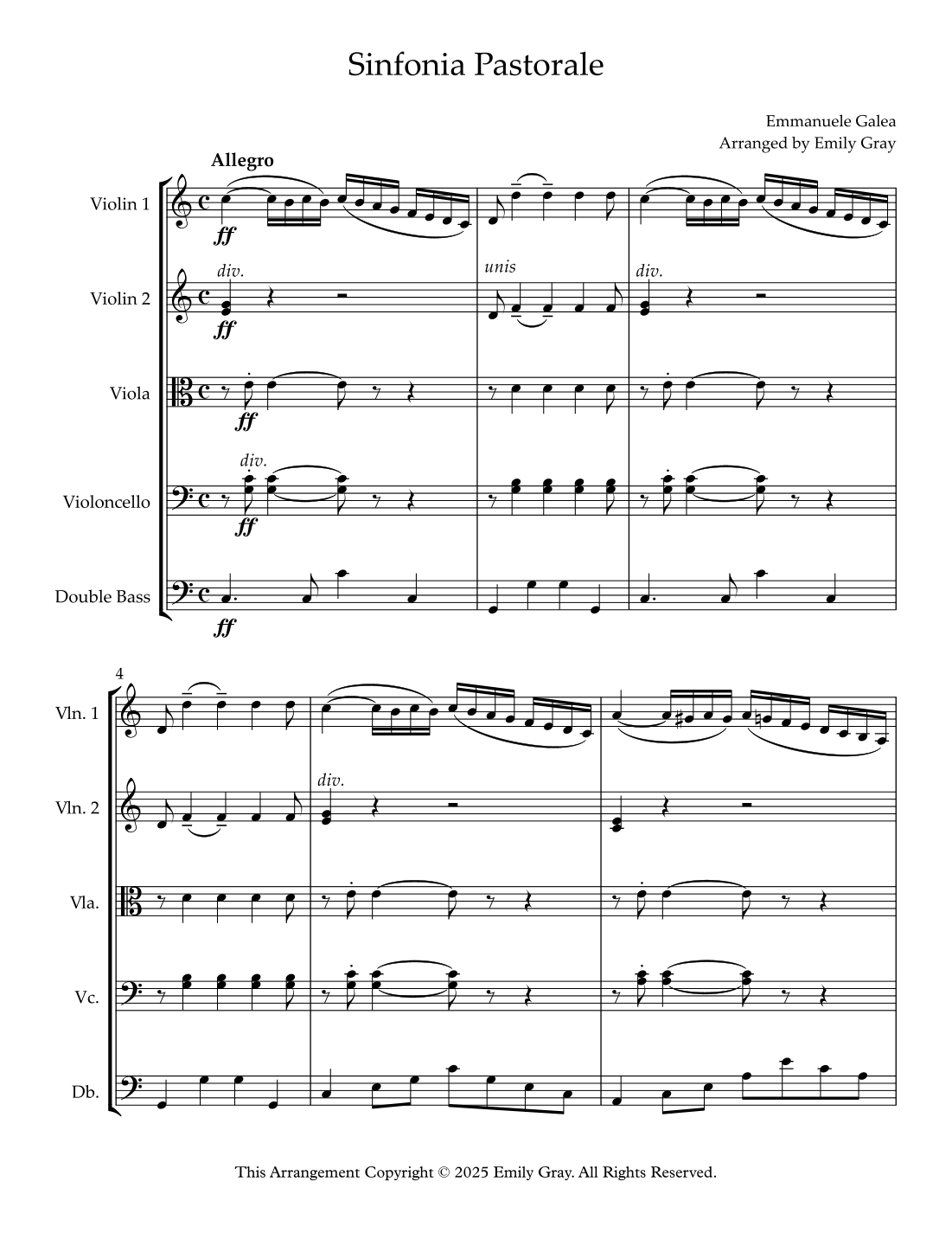 Sinfonia Pastorale (String Orchestra) (arr. Emily Gray) by Emily Gray ...